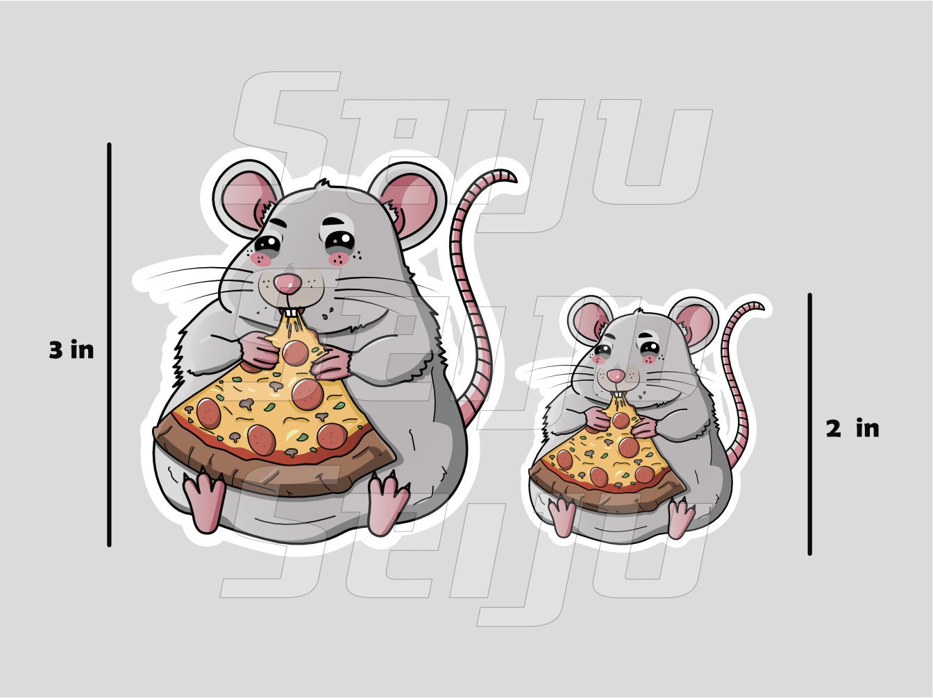 Rat Eating Pizza Sticker | Die-cut | Vinyl Sticker | Kawaii Animal ...