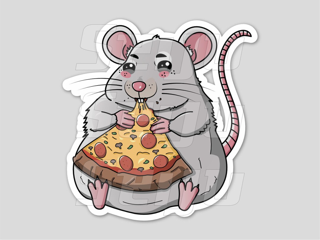 Rat Eating Pizza Sticker | Die-cut | Vinyl Sticker | Kawaii Animal ...