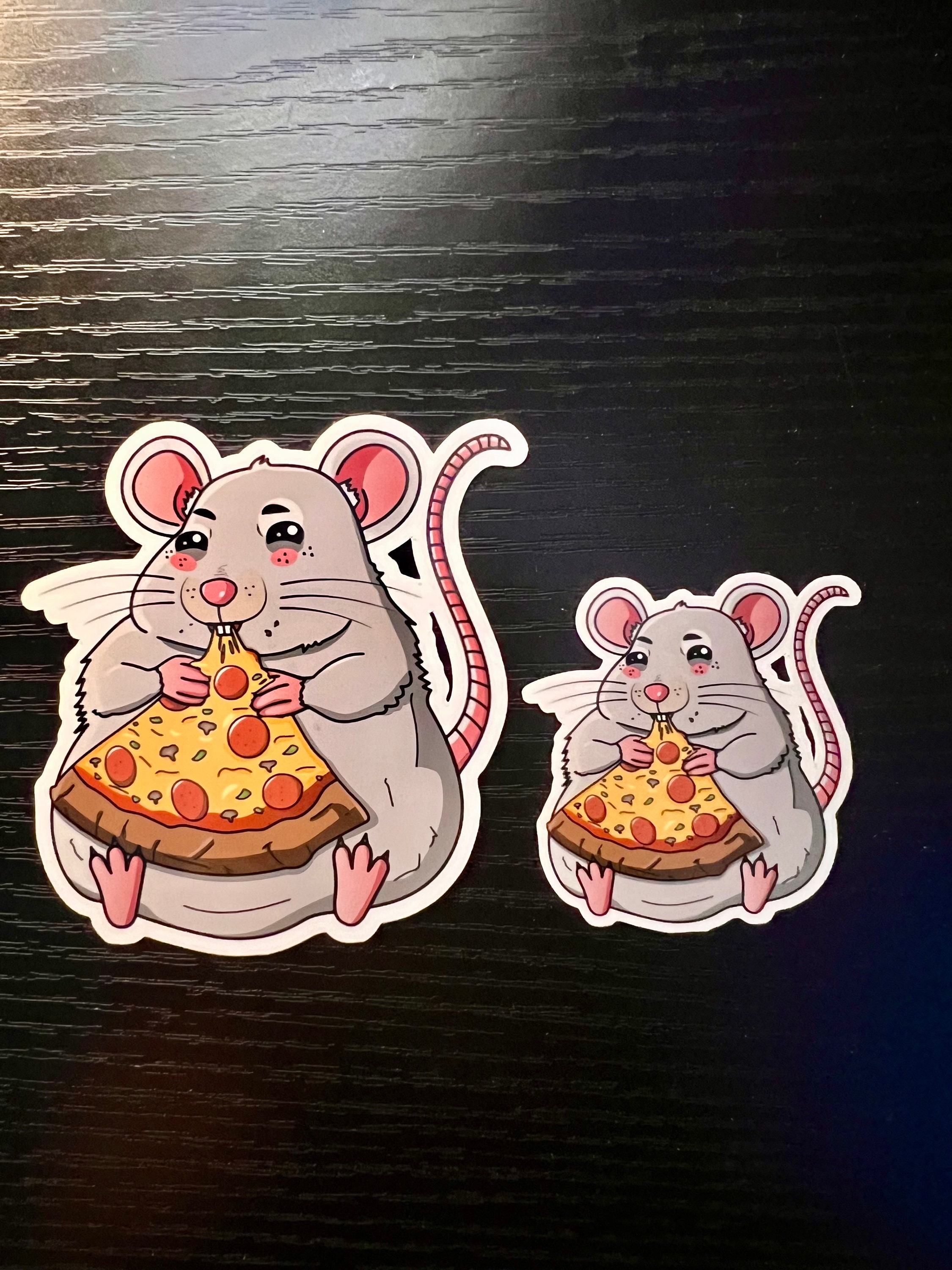 Rat Eating Pizza Sticker | Die-cut | Vinyl Sticker | Kawaii Animal ...