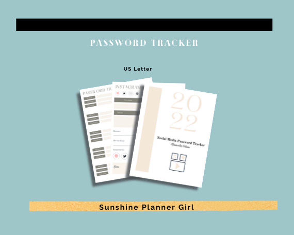 Printable Social Media Password Tracker, Social Media Password ...