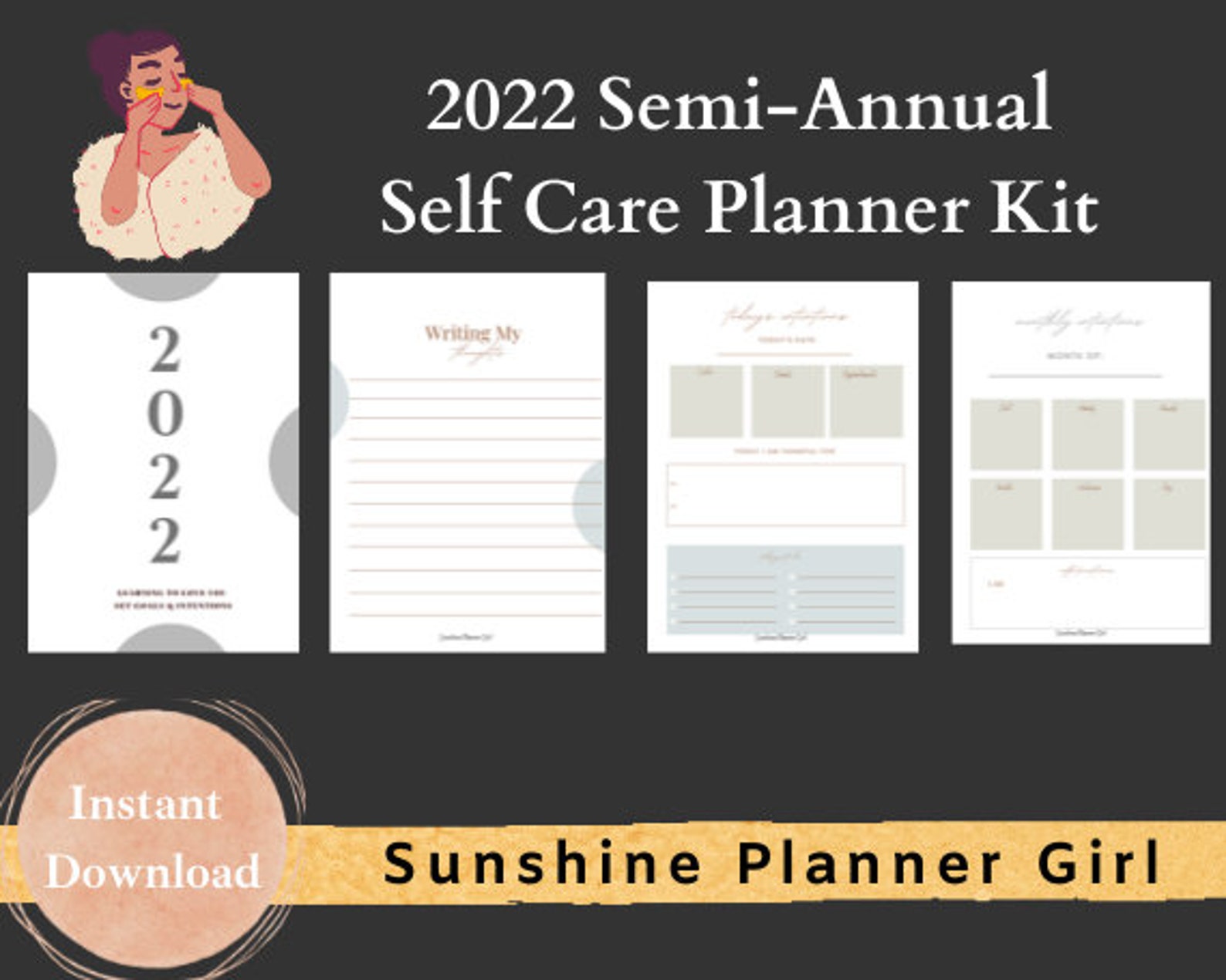 Undated 2022 Self Care Printable Planner, Undated Self Care Printable ...