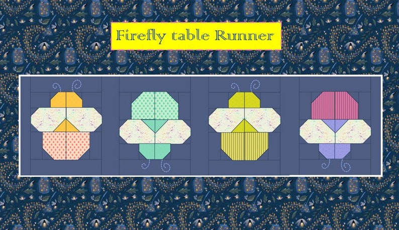 Firefly Frenzy Pattern and Kit Pack, Bench Pillow, Cushion Pillow, or ...