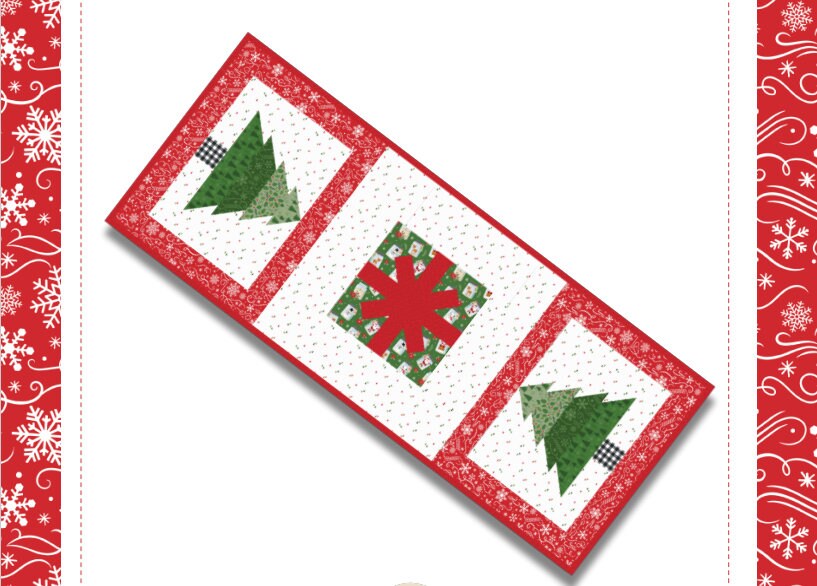 Riley Blake Lori Whitlock Under the Tree Table Runner Kit With Coordinating Christmas Fabrics ...