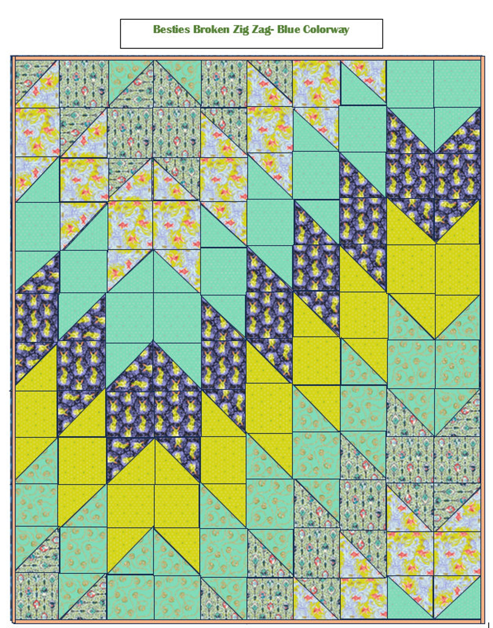 Tula Pink Besties Charmed Life Broken Zig Zag Quilt Kit, Pattern and ...