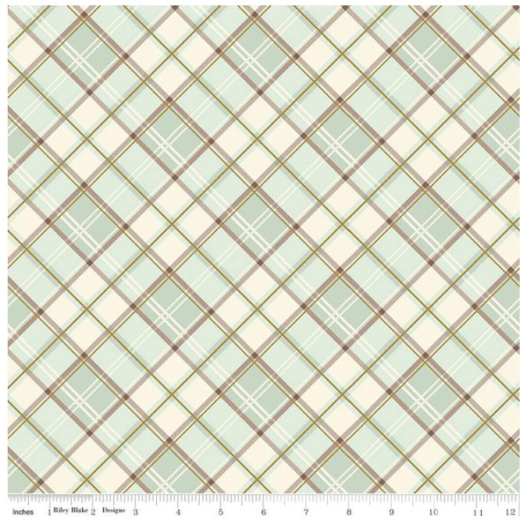 Shades of Autumn Plaid Tea Green Sparkle Riley Blake Designs Cotton ...