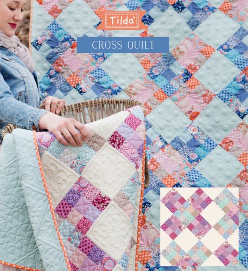 Tildas World Cross Quilt With Assorted Tilda Fabric Collection Kit With ...
