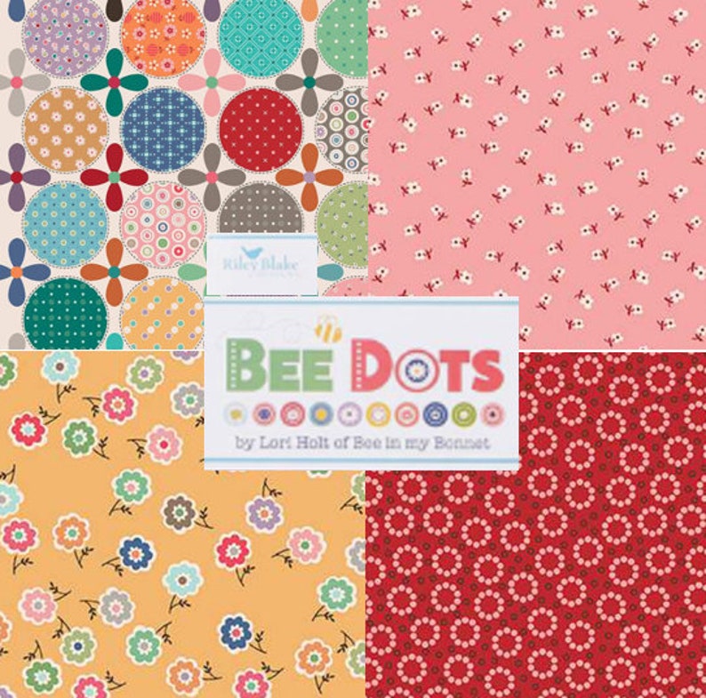 Lori Holt Bee Dot Fabric By-the-yard, Riley Blake Designs, Mixed Red Pink Yellow - Etsy