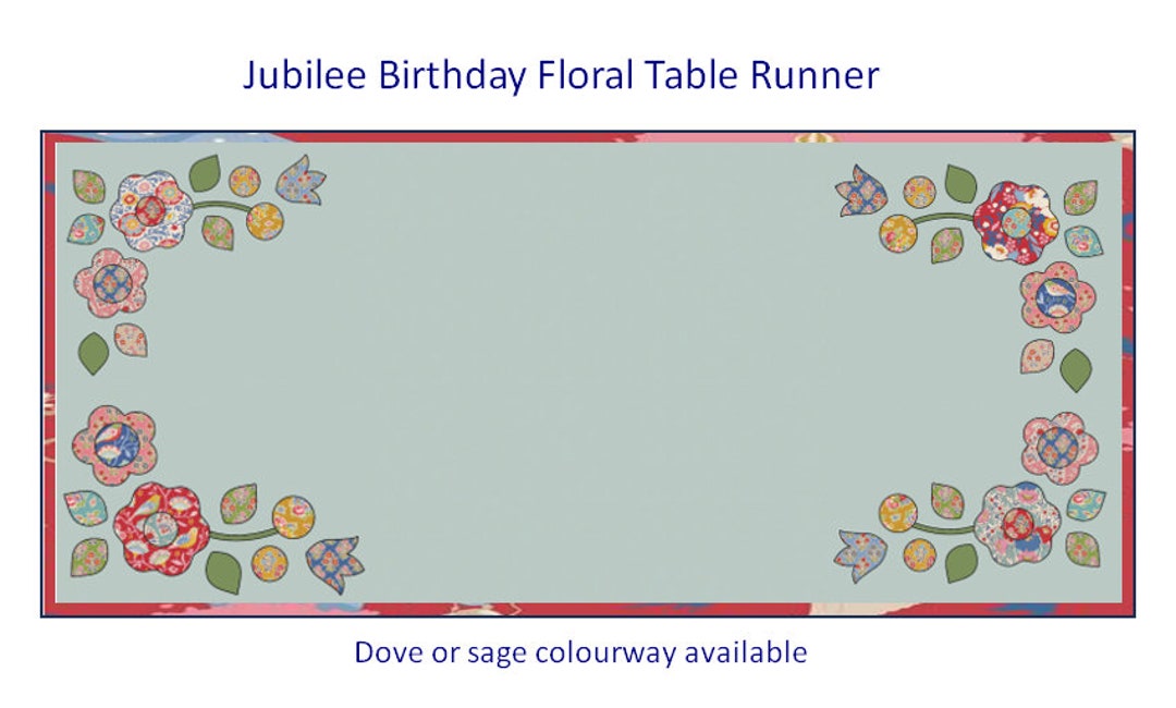 Tilda Table Runner Tildas World Jubilee Birthday Floral Table Runner ...