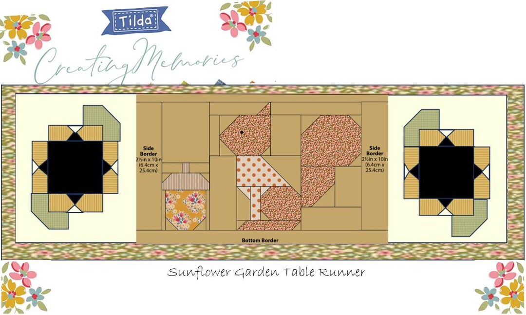 Tilda Table Runner Kit Tildas World Sunflower Garden Creating Memories ...