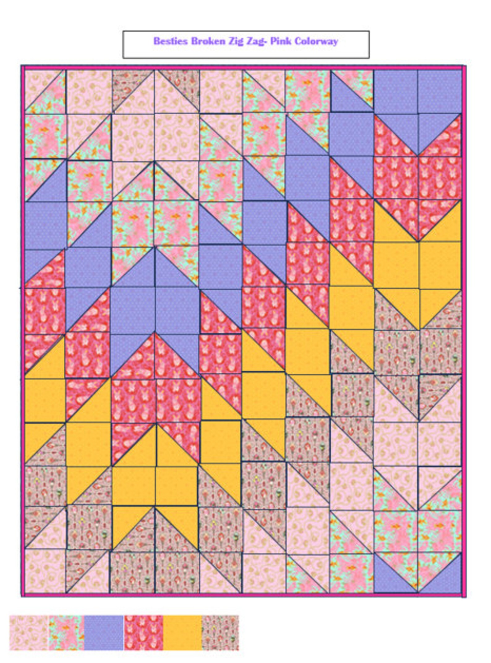 Tula Pink Besties Charmed Life Broken Zig Zag Quilt Kit, Pattern and ...