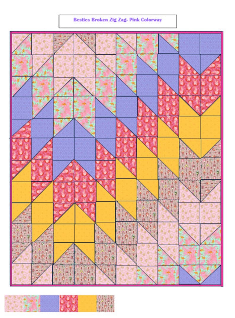 Tula Pink Besties Charmed Life Broken Zig Zag Quilt Kit, Pattern and Fabric Set - Etsy