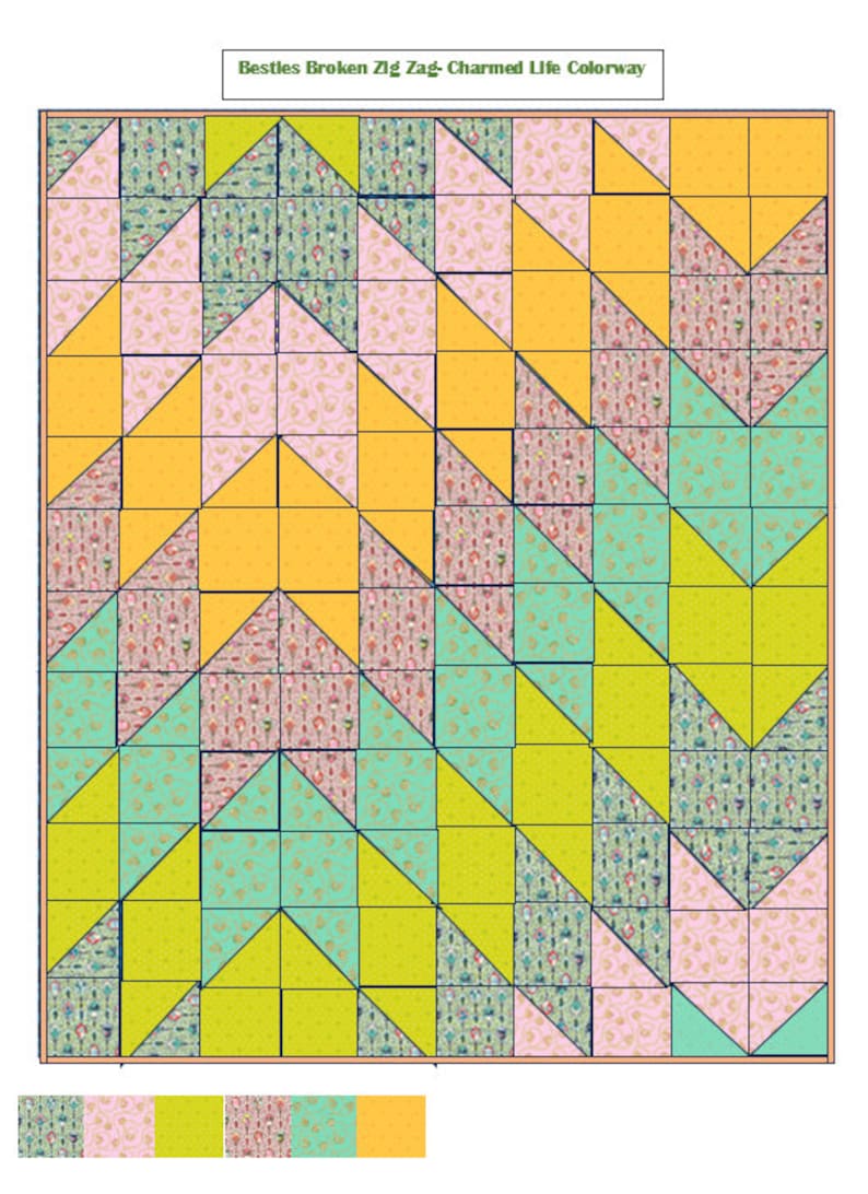 Tula Pink Besties Charmed Life Broken Zig Zag Quilt Kit, Pattern and Fabric Set - Etsy