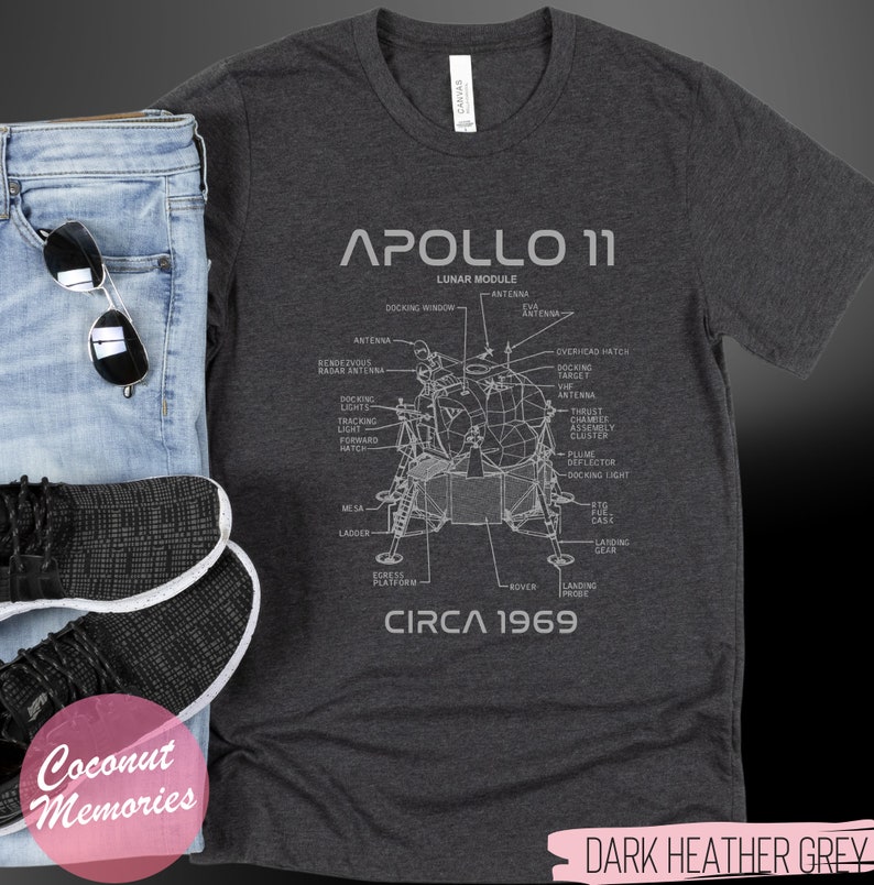 Apollo 11 Lunar Lander Module T-shirt, Vintage Lunar Lander Blueprint ...