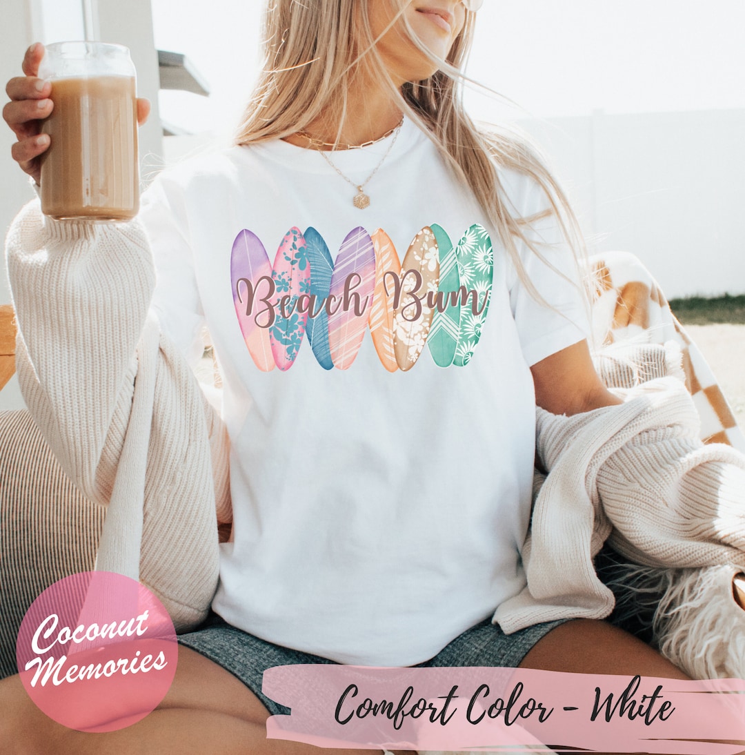 Beach Bum Surfbrett-Shirt, übergroßes Strand-Shirt für Damen, T-Shirt ...