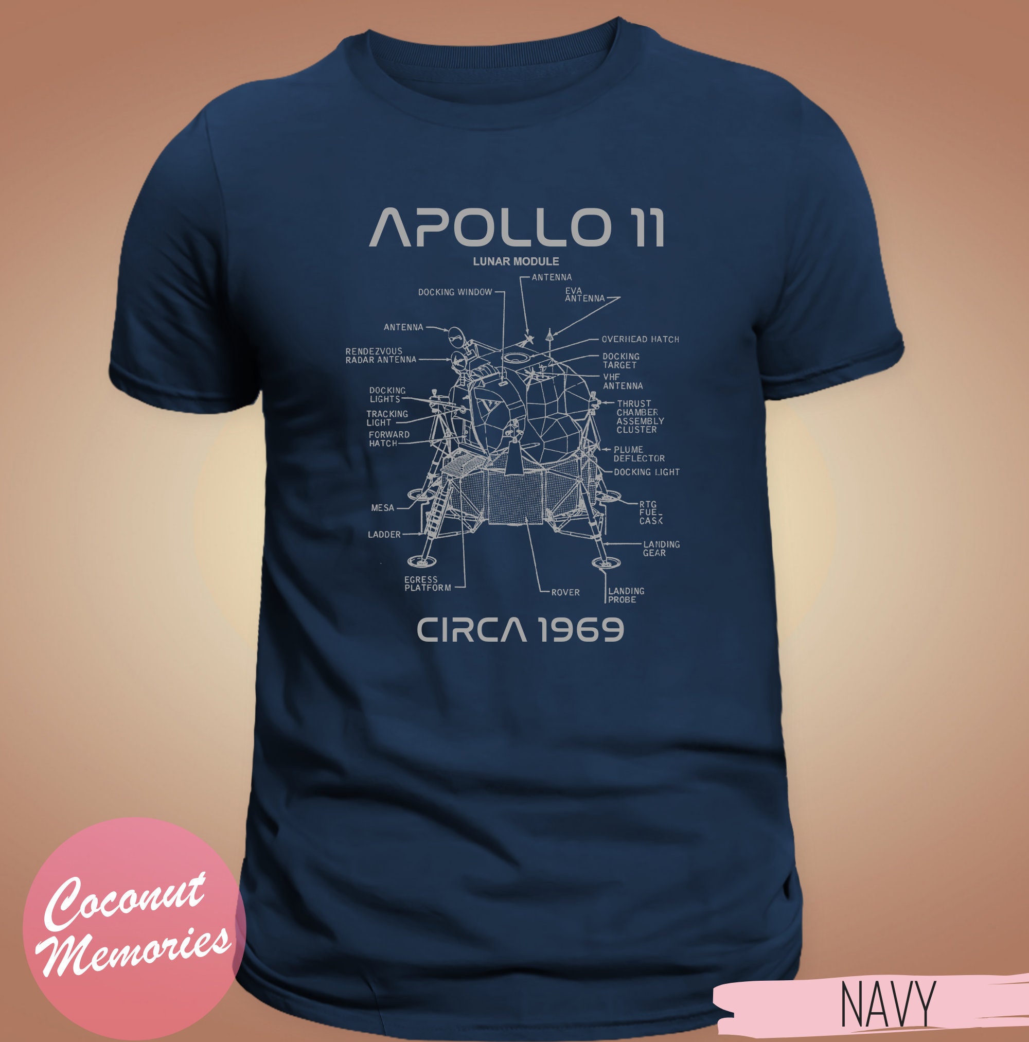 Apollo 11 Lunar Lander Module T-shirt, Vintage Lunar Lander Blueprint ...