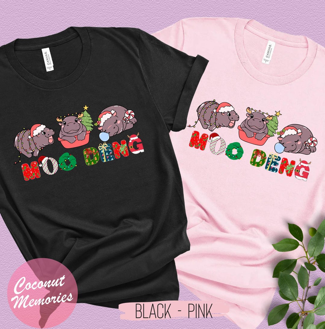 Moo Deng Christmas Shirt, Cute Baby Hippo Shirt, Christmas Hippopotamus ...