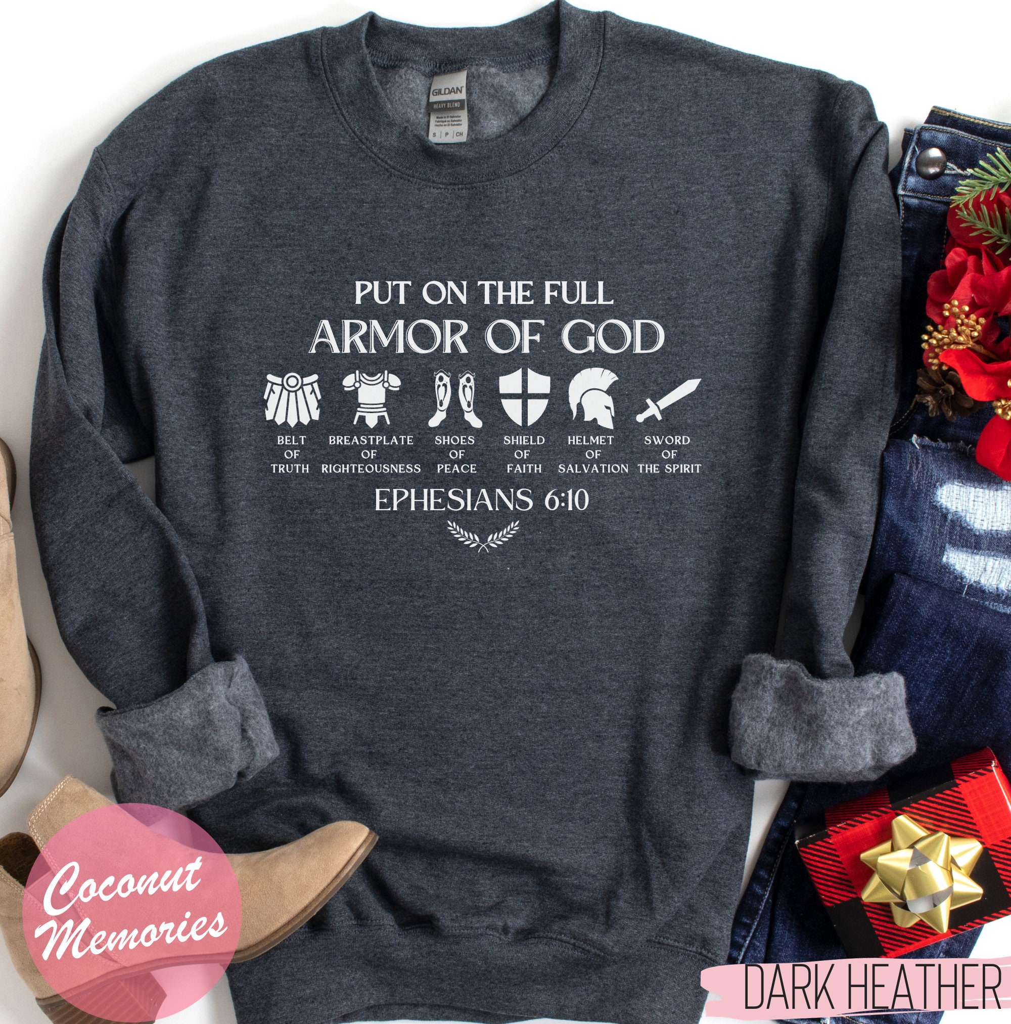 Armor of God Sweater, Ephesians Sweatshirt, Christian Bible Verse Gift ...