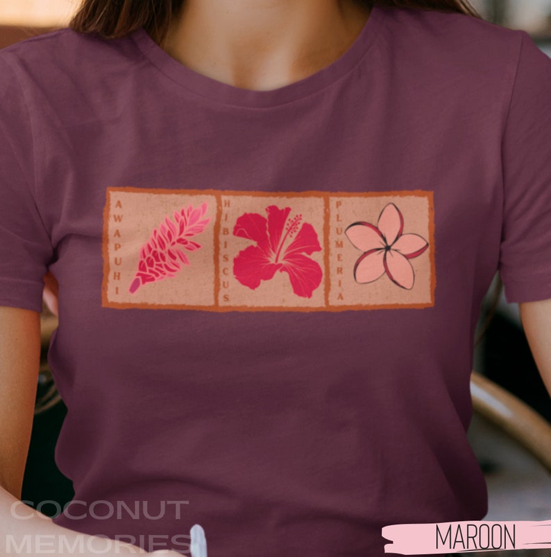 Hawaiian Flowers Shirt, Awapuhi Red Ginger Flower T-shirt, Hibiscus Flower Tshirt, Plumeria Tee ...