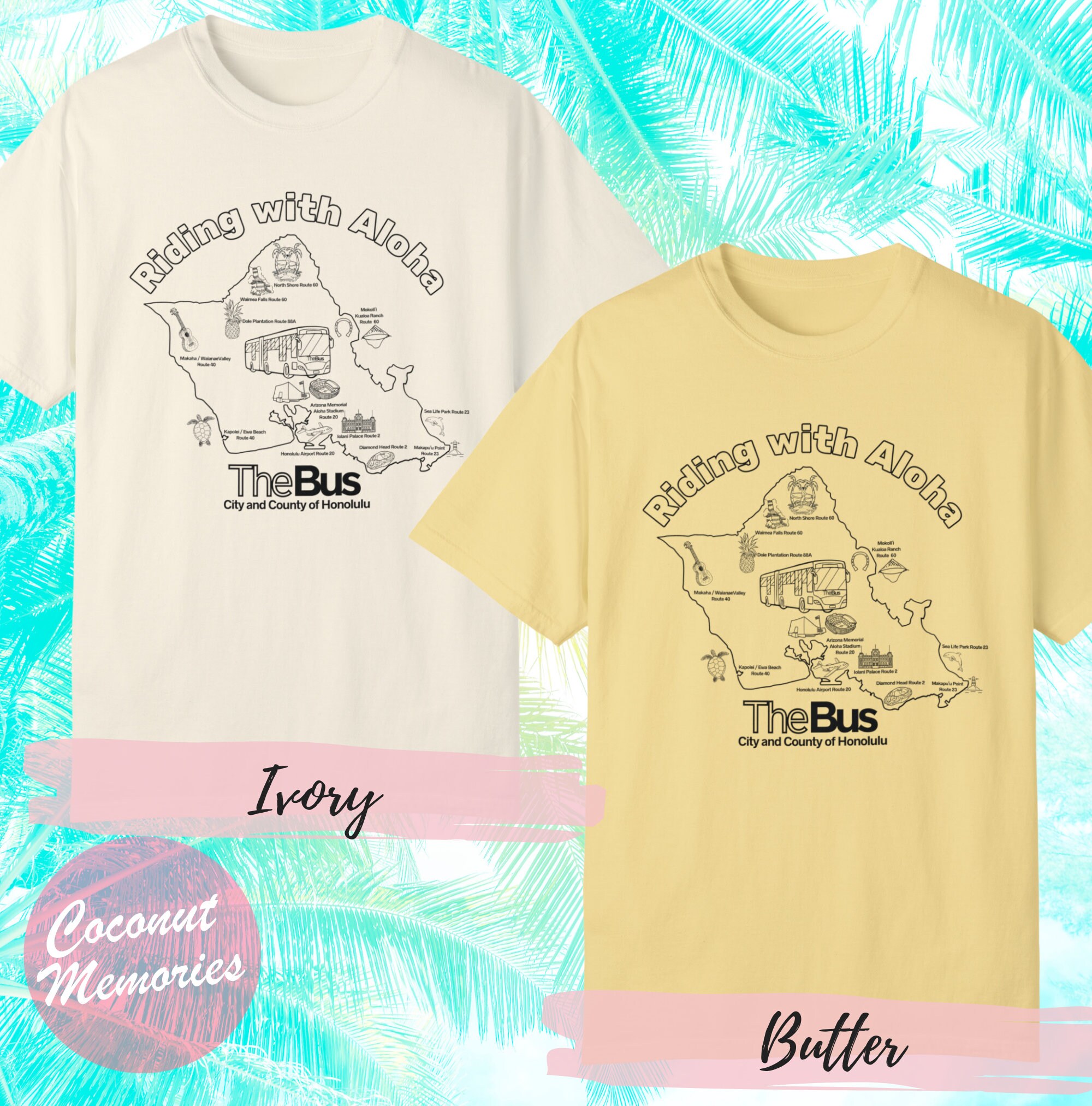 The Bus Hawaii T-shirt, Oahu Bus Route Shirt, Hawaiian Vacation Shirt ...