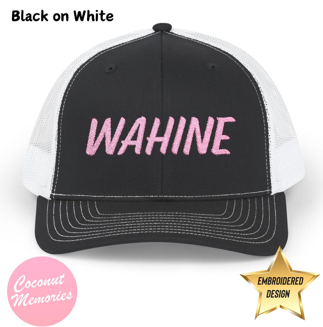 Embroidered Wahine Trucker Hat, Embroidery Pink Wahine, Perfect Beach ...