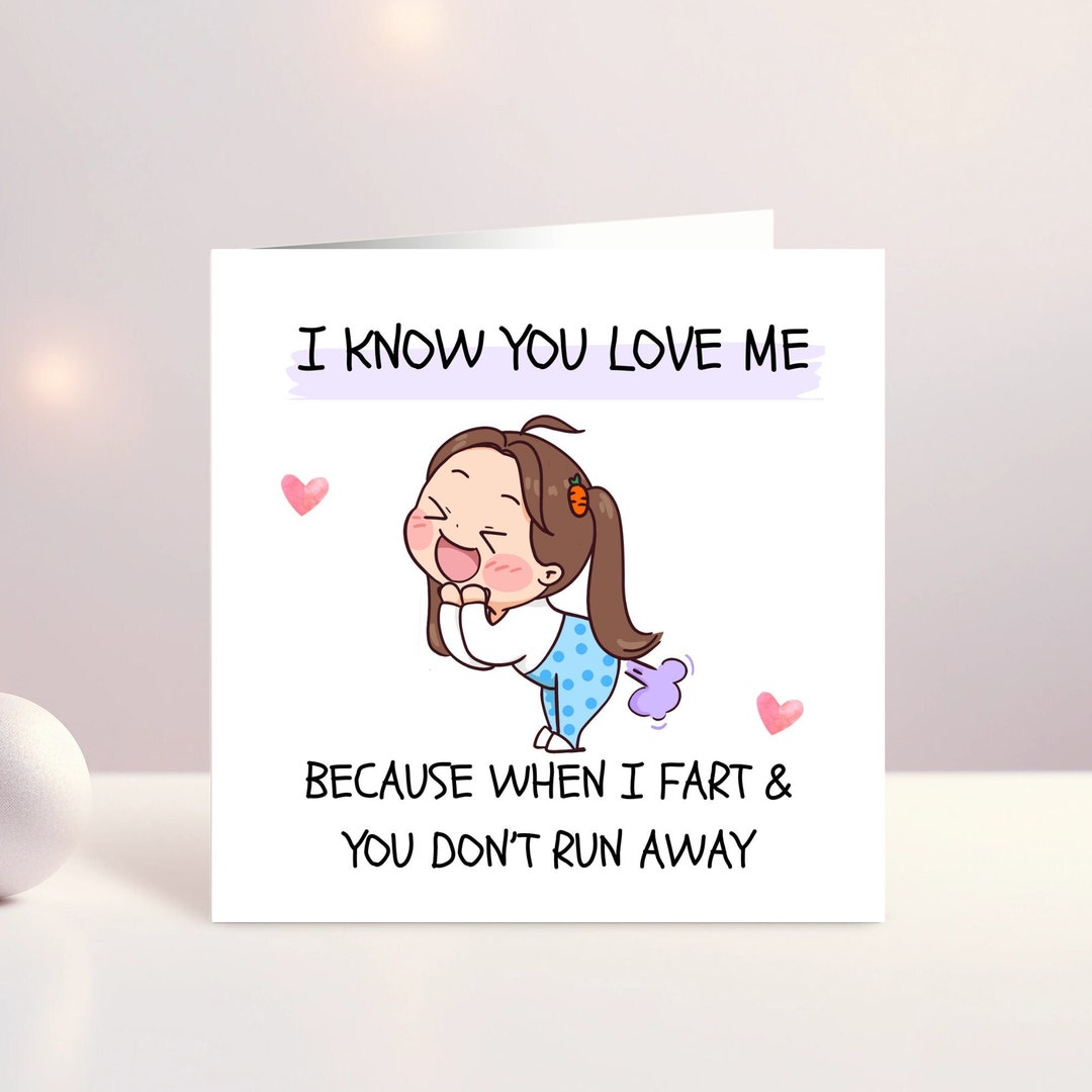 Cute Girl Farting Funny Pun Card, Funny Birthday Cards, Funny Saying ...