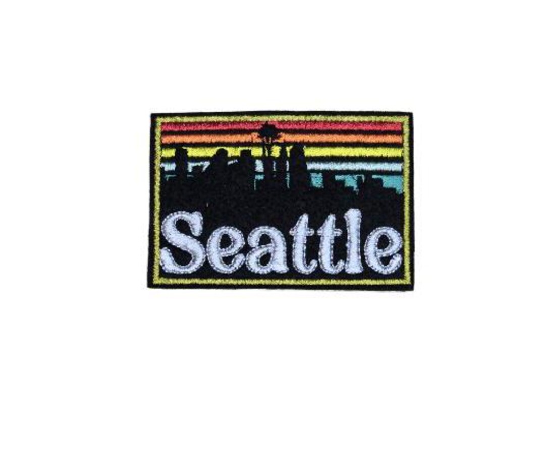 Seattle Skyline Iron on Patch - Retro City Patch - Skyline Patch ...
