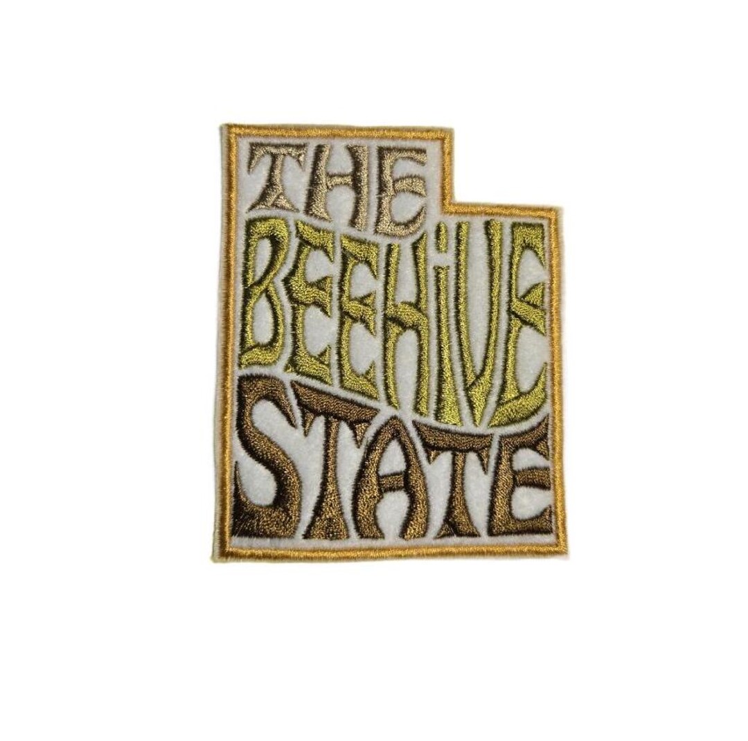 Utah Word Art Iron on Patch - Utah State Shape Patch - the Beehive State Patch - Word Art Patch ...