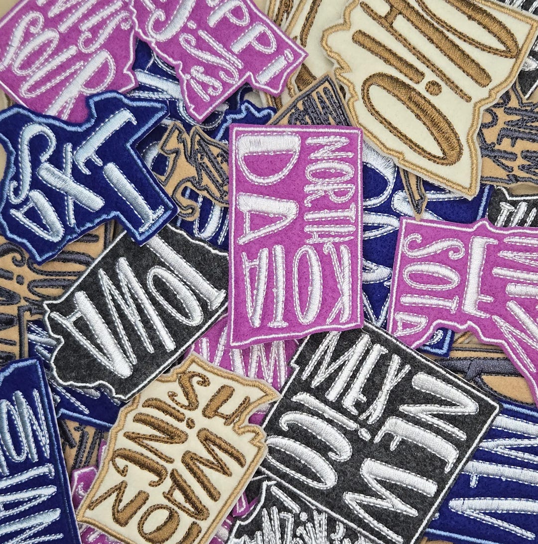 Funky State Iron on Patches - State Patches - USA Patches - Etsy