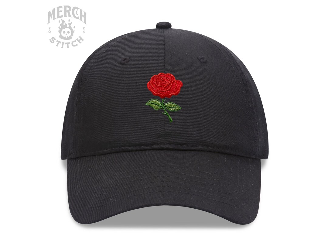 Red Rose Embroidered Dad Hat, Rose Baseball Cap, Adjustable Cotton ...