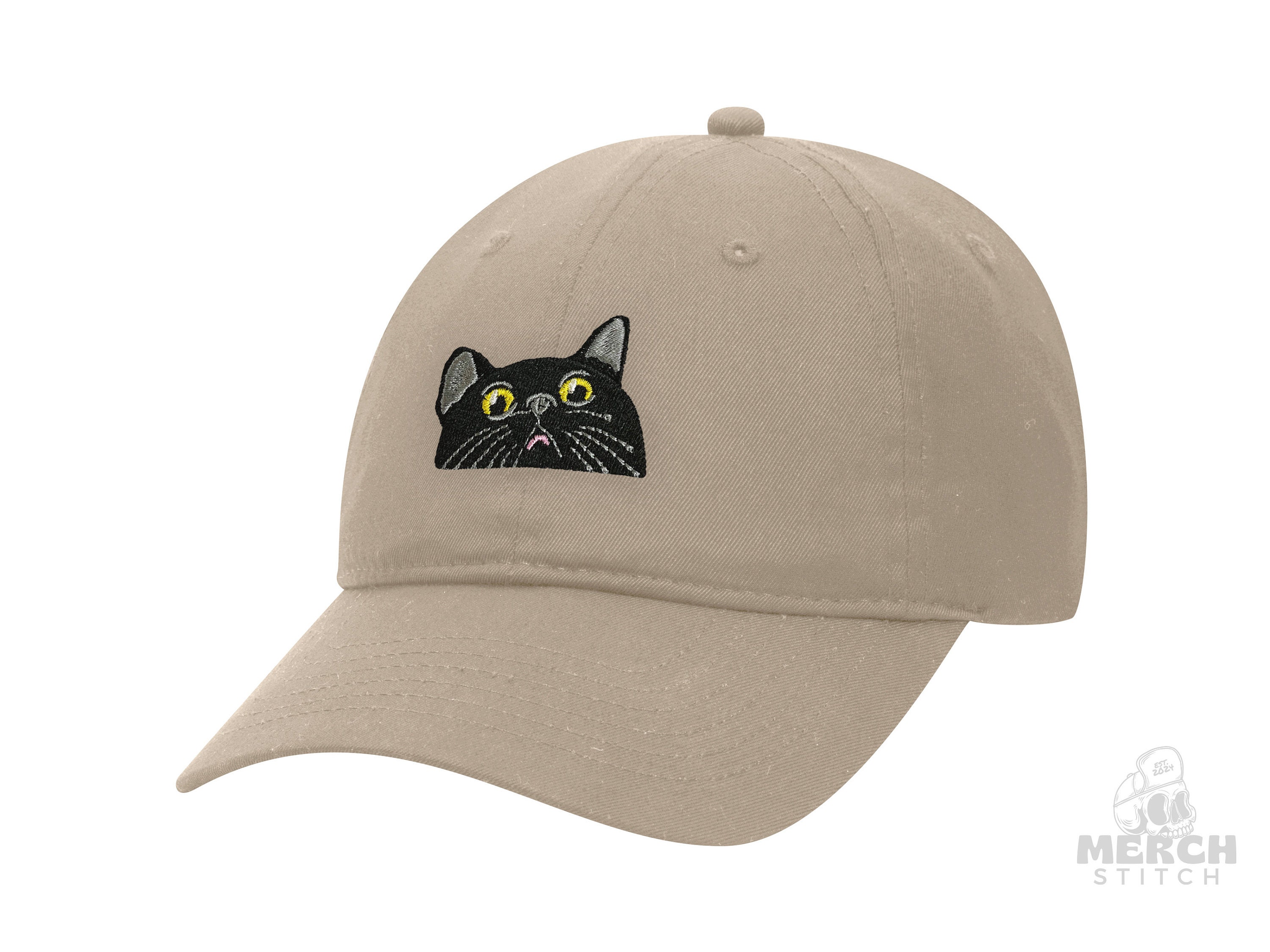 Black Cat Embroidered Dad Hat, Black Cat Hat, Black Bombay Cat Baseball ...