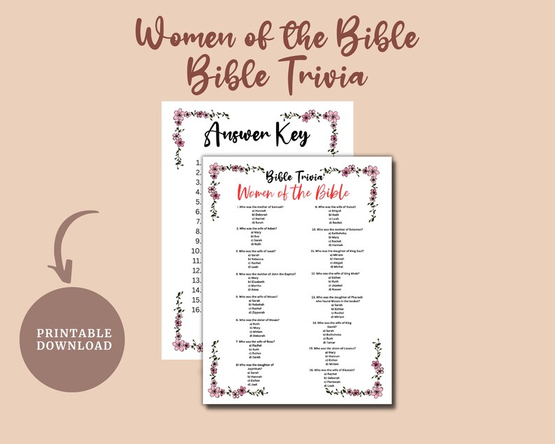 Bible Trivia Game Women of the Bible Family Game Party Game Sunday ...