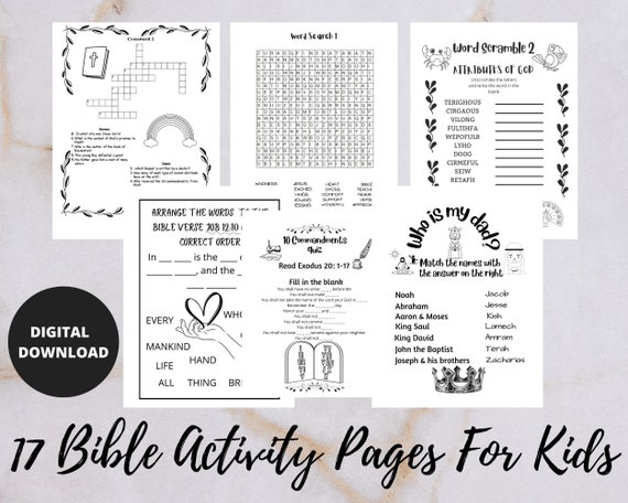 Bible Activity Pages for Kids and Adults. Bible Activities - Etsy