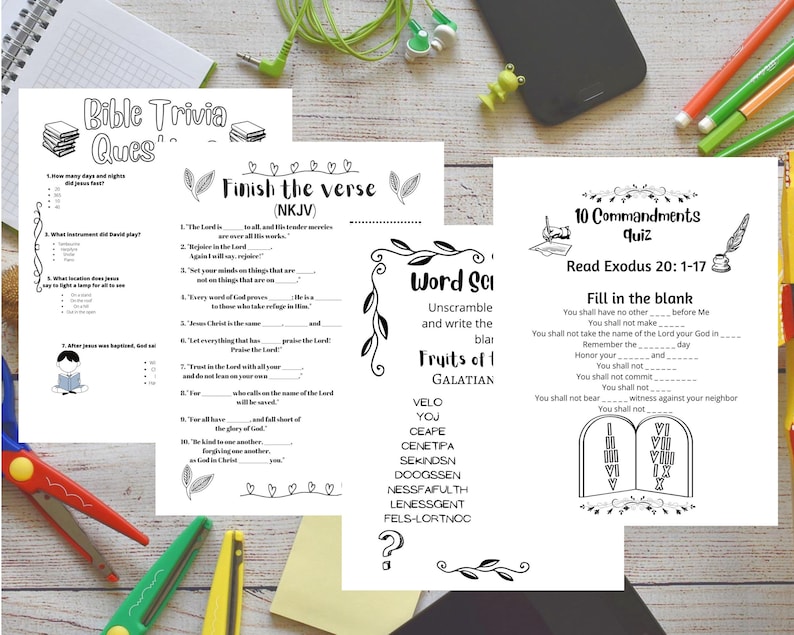 Bible Activity Pages for Kids and Adults. Bible Activities With ...