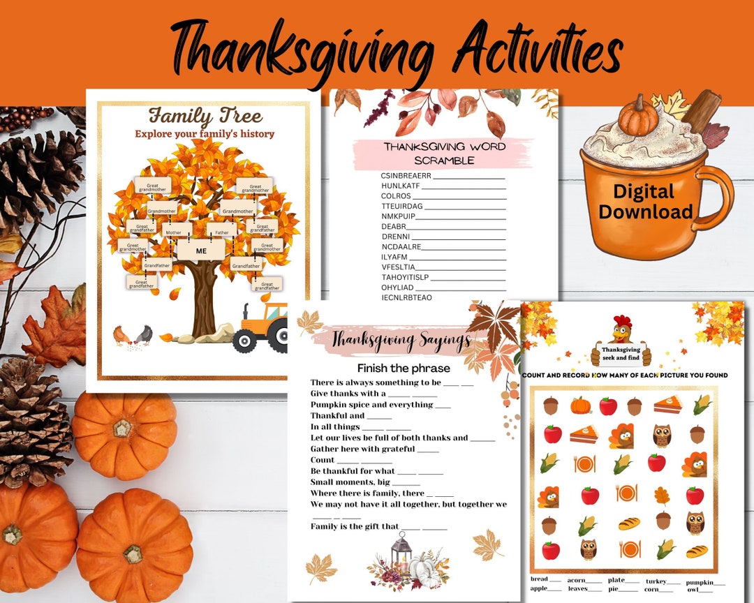 Thanksgiving Activities. Family Tree. Word Scramble. Thanksgiving ...