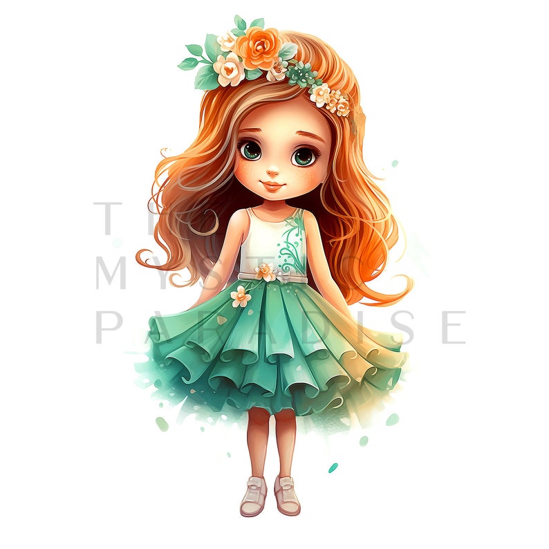 Cute Little Girl Clipart, Set of 10 JPG High Quality Watercolor Clipart ...