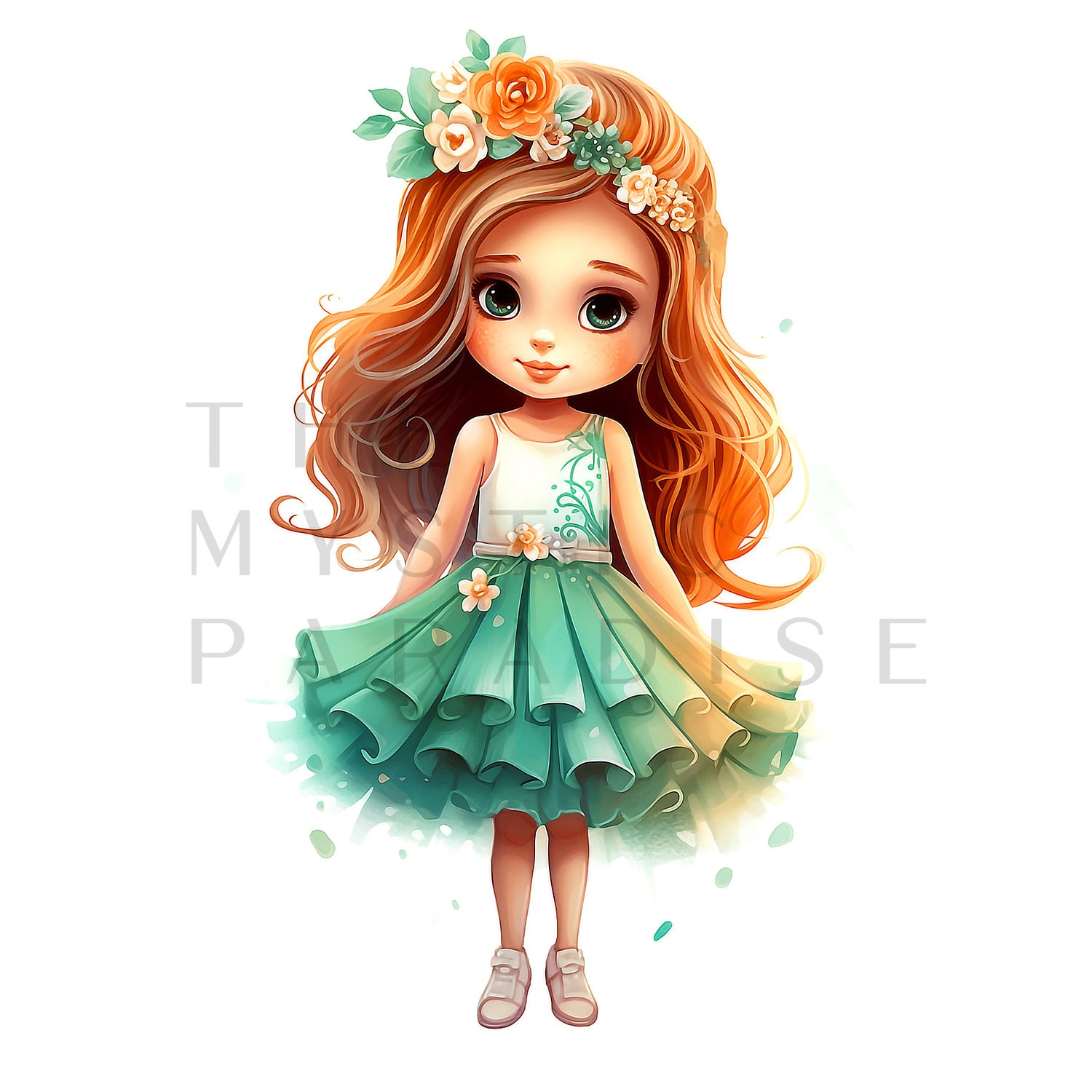 Cute Little Girl Clipart, Set of 10 JPG High Quality Watercolor Clipart ...