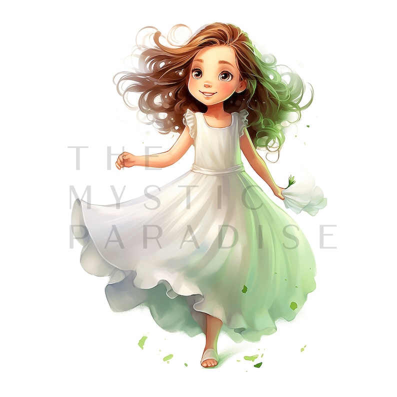 Cute Little Girl Clipart, Set of 10 JPG High Quality Watercolor Clipart ...