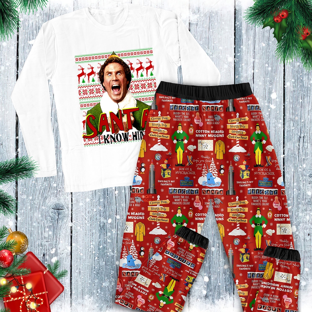 Santa I Know Him Christmas Family Pajamas Set Funny Holiday - Etsy