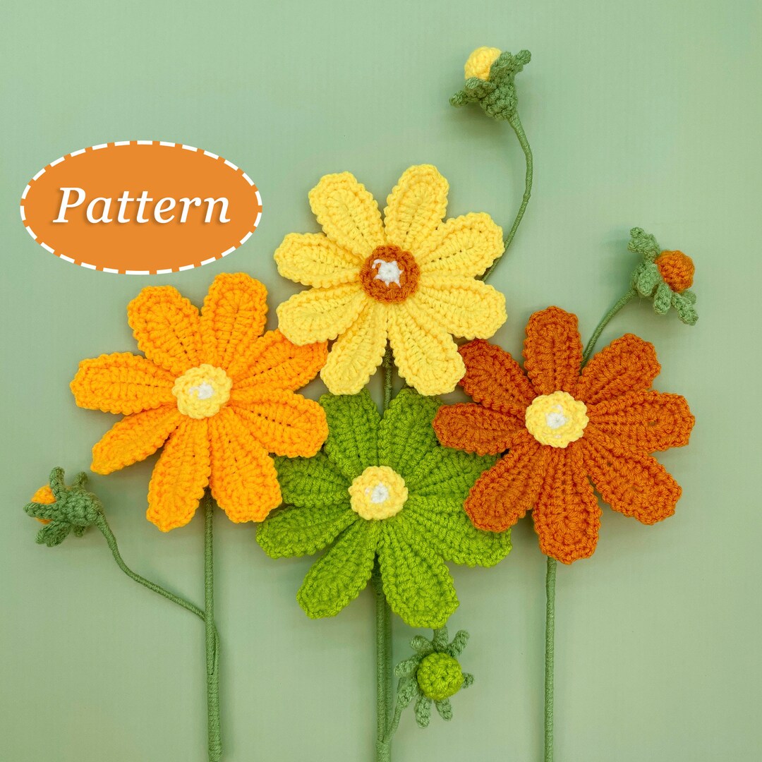 Galsang Flower Crochet Pattern Flower Bouquet DIY Crochet Pattern ...