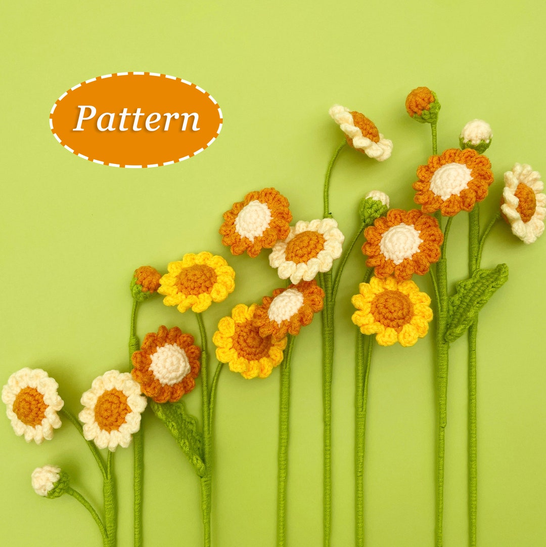 Small Daisy Flower Crochet Pattern Flower Bouquet DIY Crochet Pattern ...