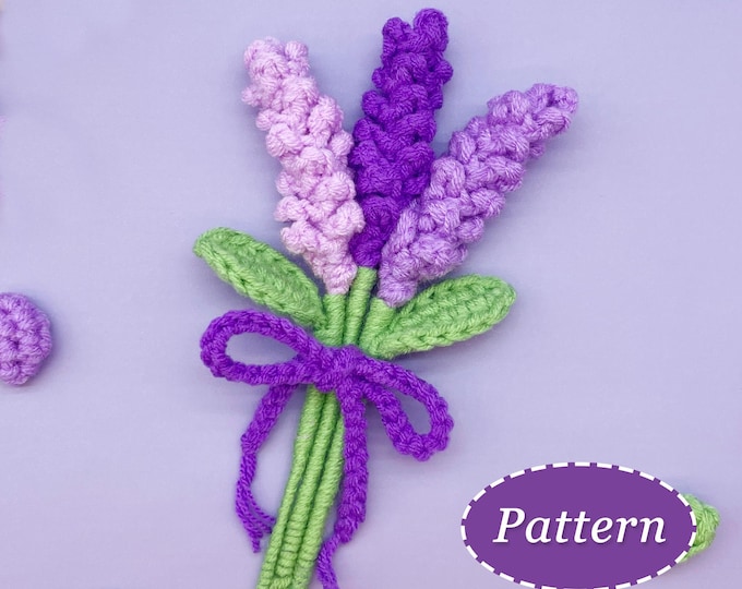 Crochet Pattern - ENGLISH LAVENDER Mini Bouquet - Level 5 - Etsy Canada