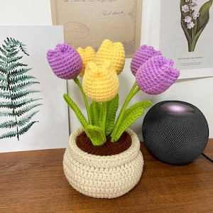 Tulip Flowerpot Crochet Pattern | Flower Bouquet DIY Crochet Pattern ...
