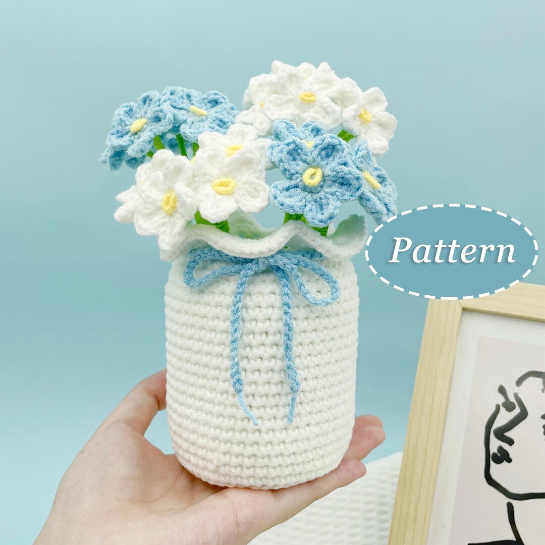 Forget-me-not Vase Crochet Pattern: Flower Bouquet DIY (digital ...
