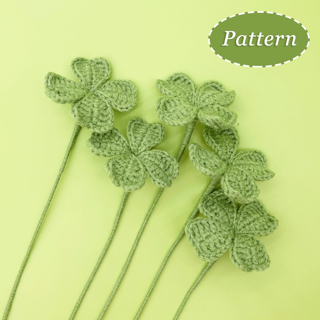 Clover 4-leaf / 3-leaf Clover Crochet Pattern Flower Leaf DIY Crochet ...