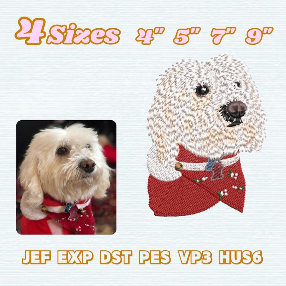 Custom Pet Embroidery Design, Personalized Pet Portrait Embroidery File ...