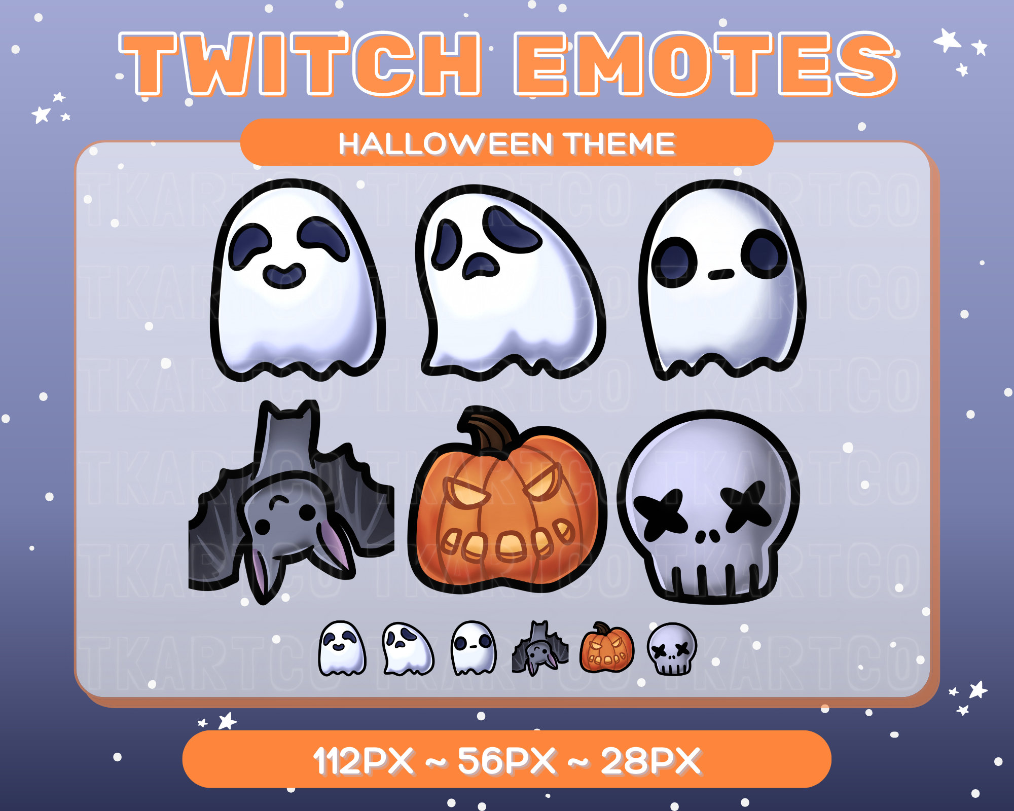HALLOWEEN THEME Emotes Twitch Discord Ghosts Pumpkin Cute Cartoon Emoji ...