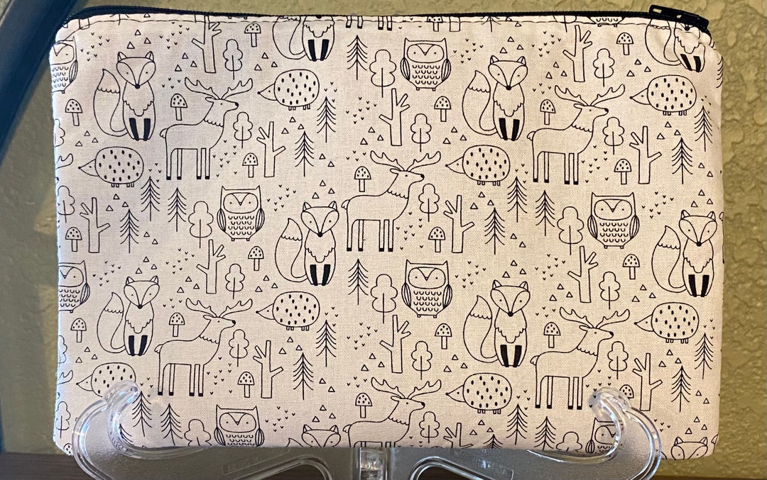 Black and White Forest Animal Pencil Bag - Etsy