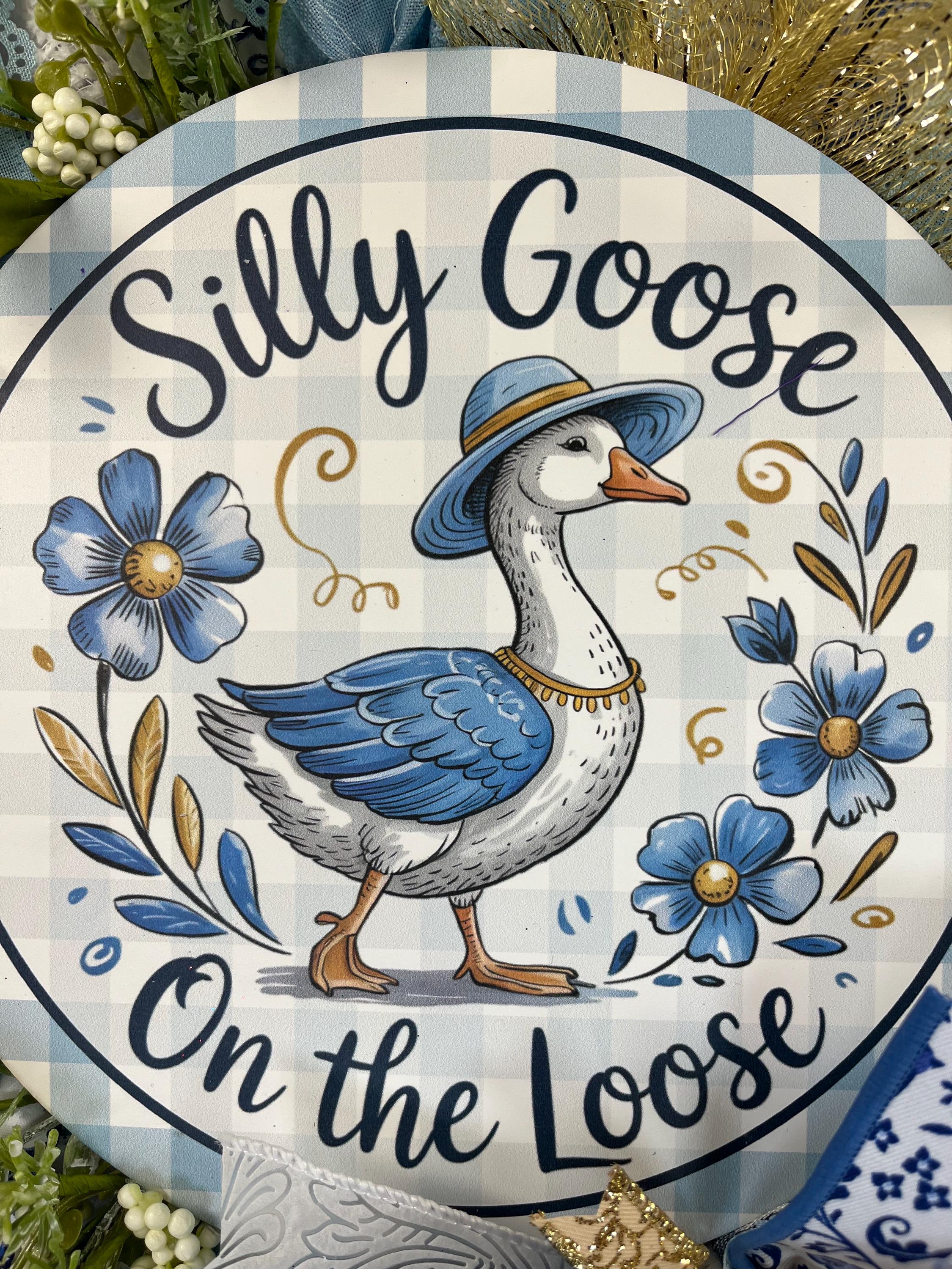 Silly Goose Wreath for Front Door, Farmhouse Everyday Wreath, Neutral ...