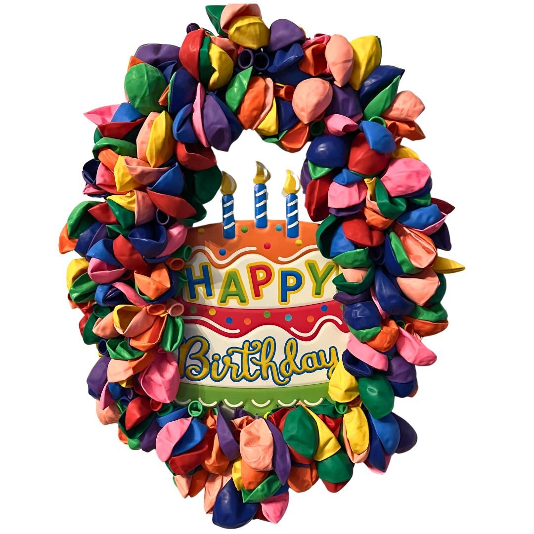 Happy Birthday Balloon Wreath: Colorful Party Door Decor - Etsy