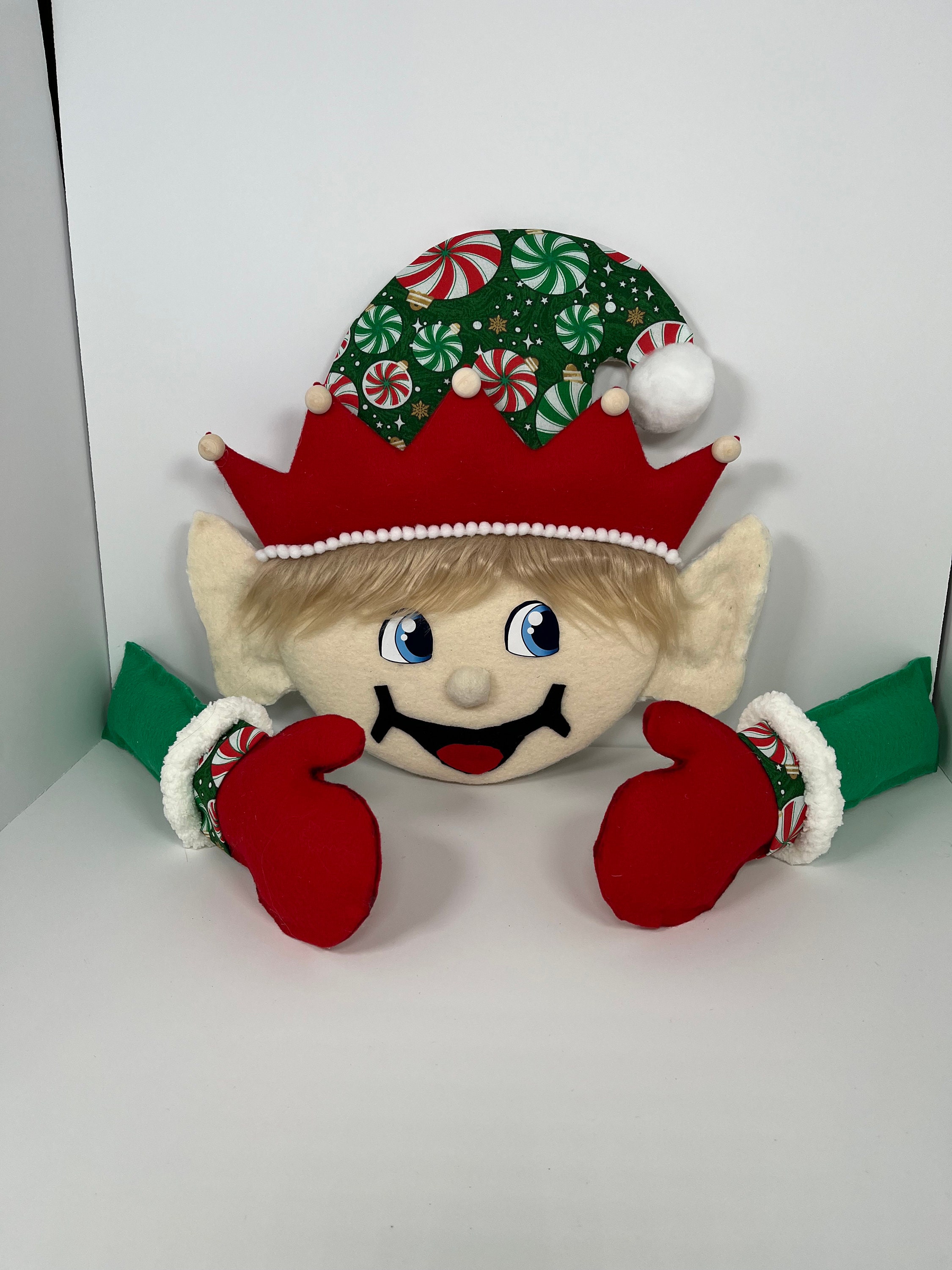 Elf Wreath Attachment, Christmas Elf Door Decor, Red and Green ...